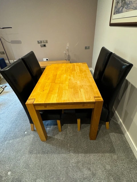 SOLID OAK RECTANGULAR Dining Table and Four Chairs £100.00 - PicClick UK