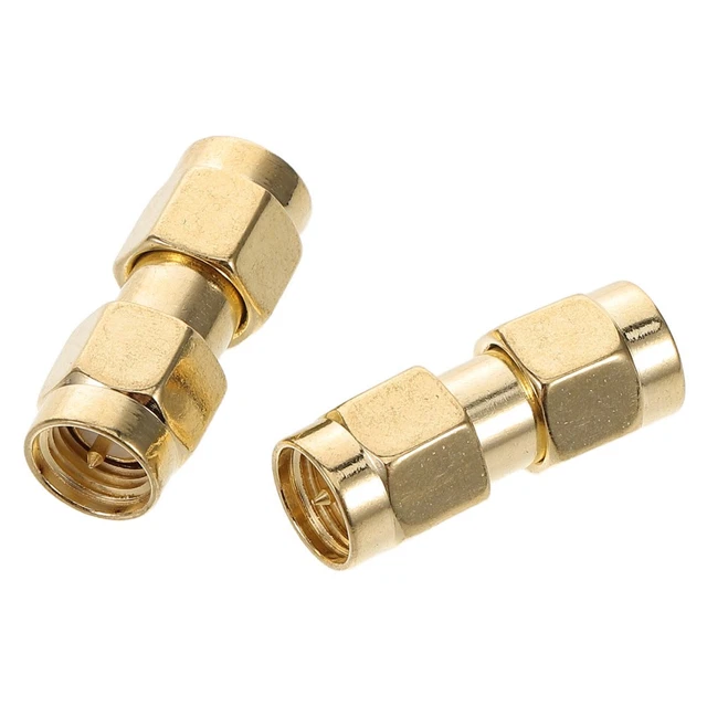 2 PCS SMA Coaxial Connector Radio Coupler Cable Adapter Male Connectors ...