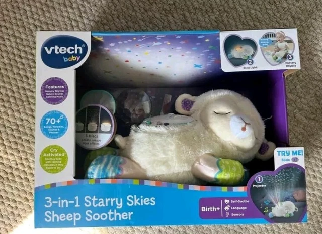 VTECH 3-IN-1 STARRY Skies Sheep Soother, Soft Toy Night Light Projector ...