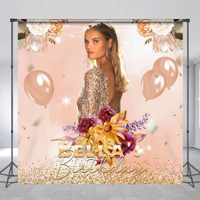 FLORAL BALLOON CUSTOM Photo Women Birthday Backdrop $35.97 - PicClick AU