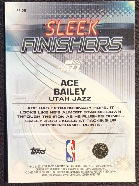 ACE BAILEY 2025-26 Topps Chrome #SF-25 Slee Finishers Base £5.23 ...