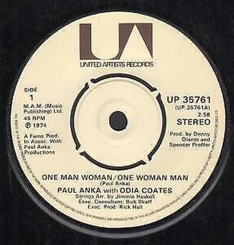 PAUL ANKA WITH Odia Coates One Man Woman/One Woman Man 7" vinyl UK ...