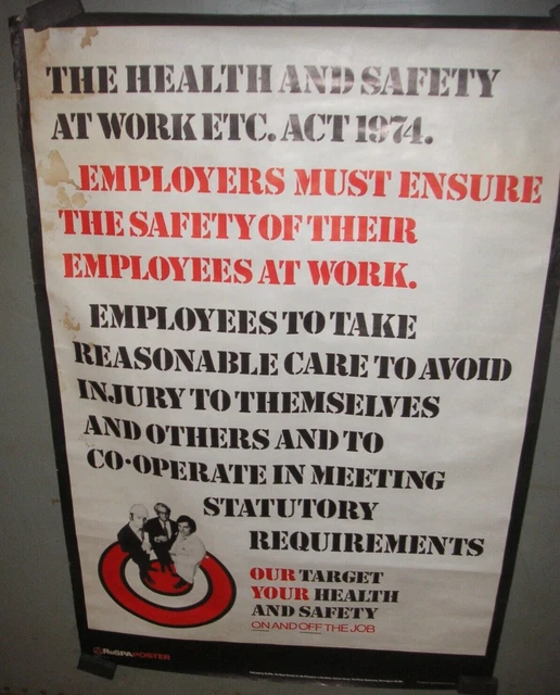 VINTAGE ROSPA 70S Industrial Office Safety Poster - Health At Work Act ...