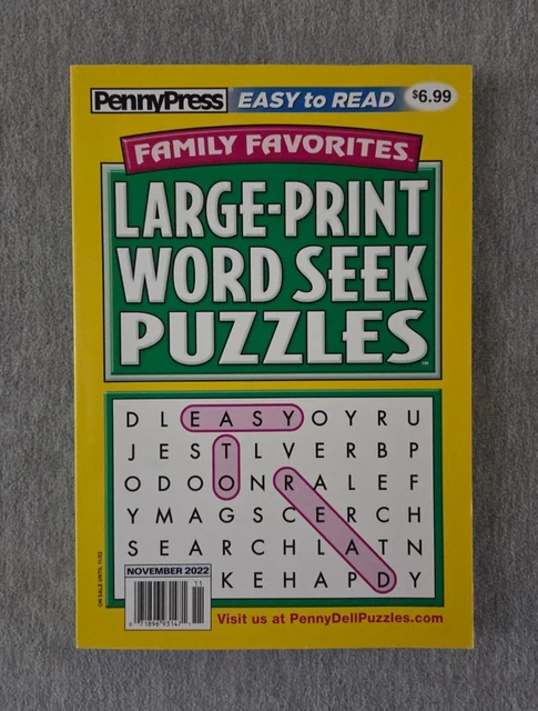 FAMILY FAVORITES LARGE-PRINT Word Seek Puzzles Magazine 2022 Nov ...