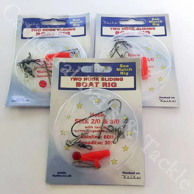 SEA FISHING RIGS 2 Hook Sliding Boat Rig Terminal Beach Tackle Cod ...