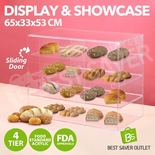LARGE CAKE DISPLAY Cabinet 4 Tier Bakery Donut Cupcake Pastries Acrylic ...