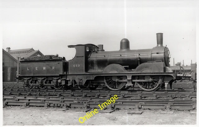 RAILWAY DARKROOM PHOTO SR LSWR Adams A12 0-4-2 No 653 Eastleigh c1910 £ ...