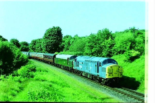 35MM RAILWAY COLOUR Negative Class 37 324 and Class 40 D335 at Little ...