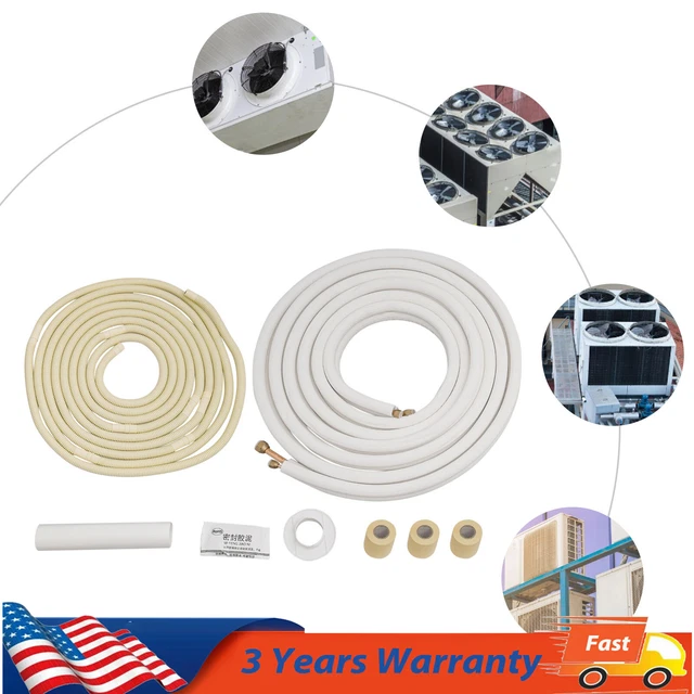 &1/4&&X1/2&&X25FT MINI SPLIT Line Set Control Wire Insulated Copper Tub ...