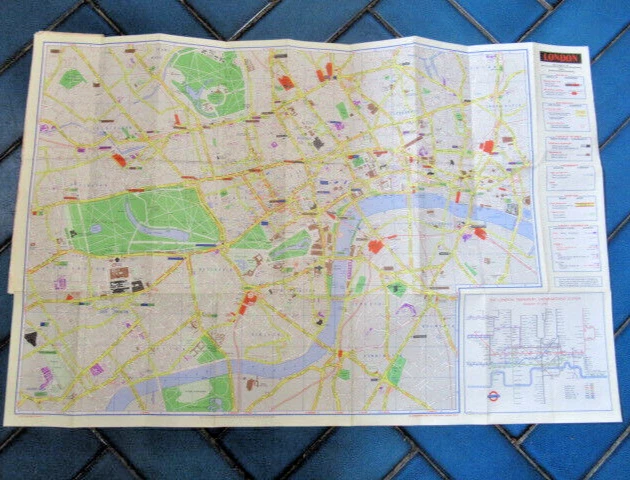 1950S LONDON MAP GEOGRAPHIA VINTAGE UNDERGROUND LANDMARKS £3.95 ...