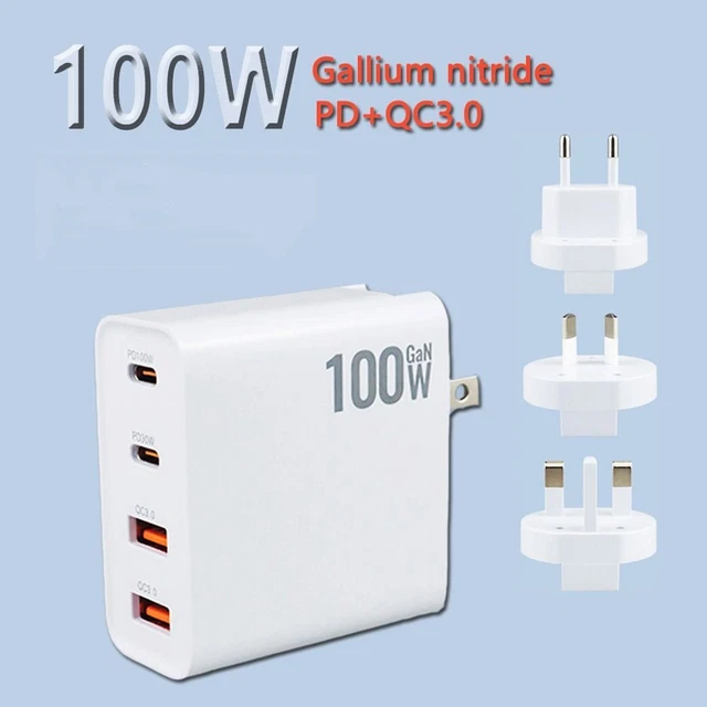 PLUG FOLDING PIN PD Fast Charging Adapter Dual Type C 100W GaN Charger ...