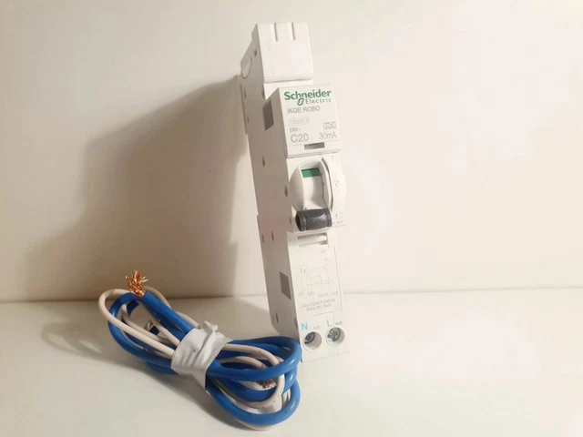 SCHNEIDER IKQE ACTI9, 20A 30mA TYPE C RCBO, 10KA, SEE120C03 A TYPE RCBO ...