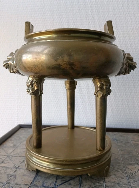 VIETNAM OU CHINE brûle parfum tripode en bronze incense burner foo dog ...