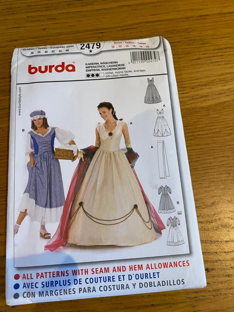 NEW BURDA EMPRESS WASHERWOMAN OUTFIT Costume SEWING PATTERN Size 10 ...