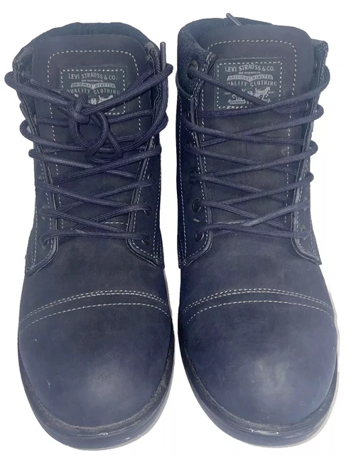 LEVI’S MEN’S NAVY Work Combat Boots Lace Up Rubber Sole Size 9.5 £17.86 ...