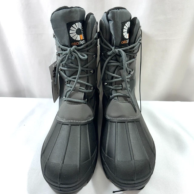 NEW AKADEMIKS MEN'S Waterproof Snow Boots Black Duck Toe Size US 13 ...