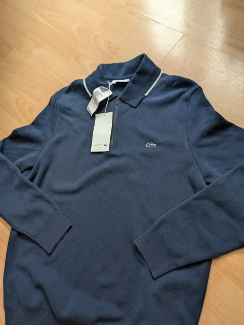 LACOSTE MADE IN France Zip Blue Long Sleeve Polo - XL £42.29 - PicClick UK