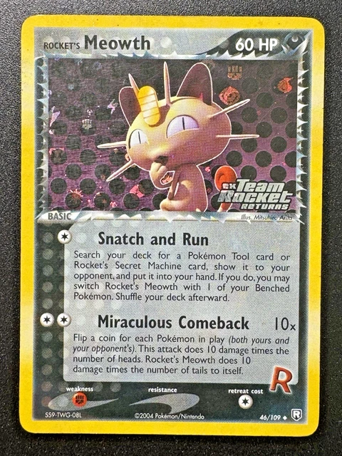 ROCKET'S MEOWTH 46/109 EX Team Rocket Returns Pokemon Card Reverse Holo ...