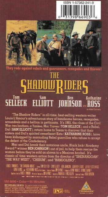 THE SHADOW RIDERS (VHS)* Tom Selleck, Sam Elliott, Katharine Ross EUR 1 ...