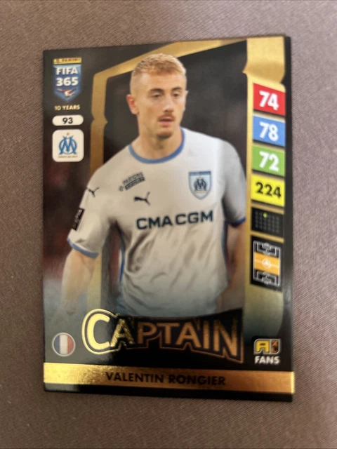 PANINI ADRENALYN XL Fifa 365 2025 Captain Valentin Rongier Olympique ...