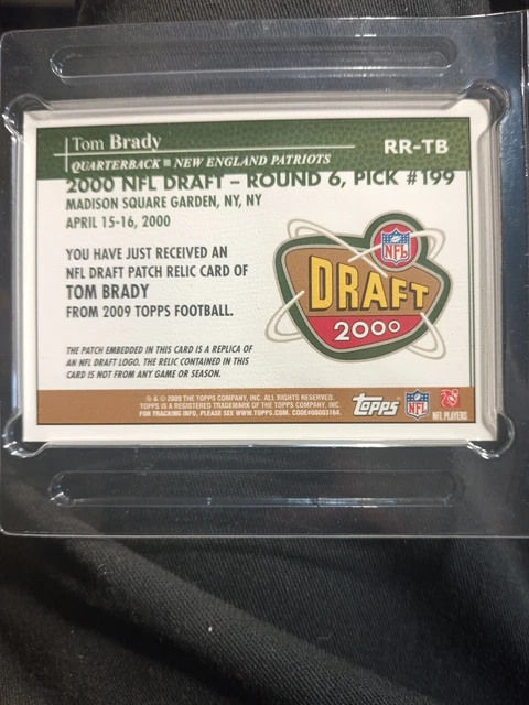 CARTE RELIQUE PATCH TOM BRADY #RR-TB 2000 NFL DRAFT. 2009 Topps Football EUR 119,68 - PicClick FR
