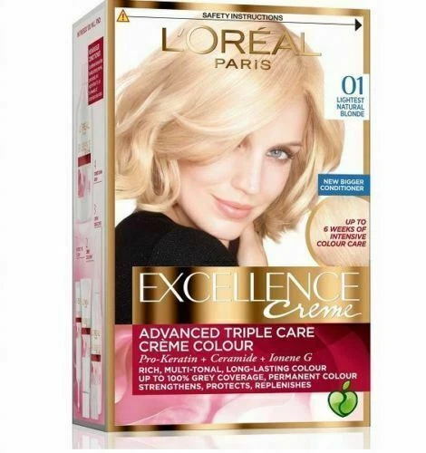 L'OREAL PARIS EXCELLENCE Permanent HAIR COLOR CREME 01 Lightest Natural ...