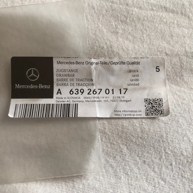 GENUINE MERCEDES VITO 639 Drawbar Selector Lever Shift Transmission ...