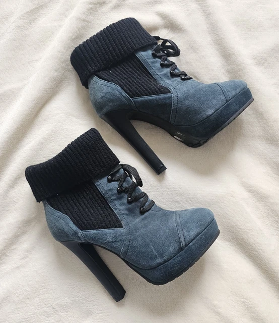 FRENCH CONNECTION BLUE Suede Heel Boots £31.92 - PicClick UK