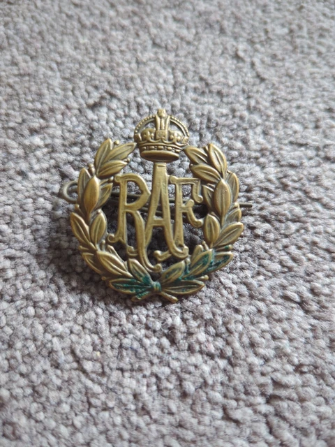 WW1 ROYAL AIR Force Cap Badge RAF Cap Badge KC BRASS 2 LUGS Genuine ...