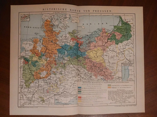 ORIG.(1897)LANDKARTE HISTORISCHE Karte von Preussen EUR 2,99 - PicClick DE