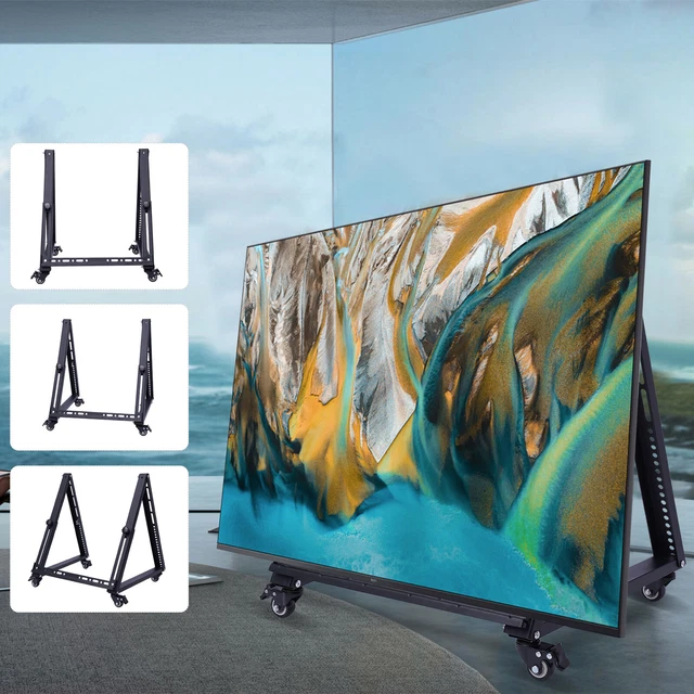 TRIANGULAR MOBILE TV Stand Low Height Monitor Floor Stand Cart for 72 ...