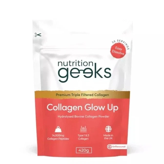 NUTRITION GEEKS COLLAGEN Glow Up Powder 14,000mg 420g 30-servings £11.83 - PicClick UK