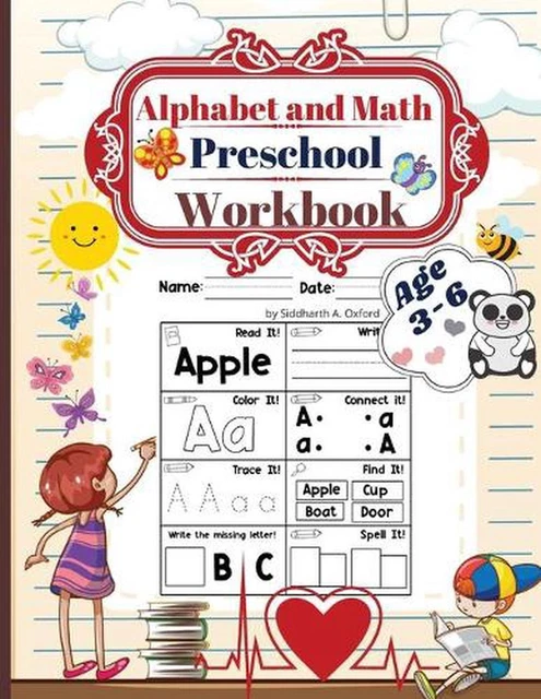 ALPHABET AND MATH preschool workbook age 3-6: Preschool to Kindergarten ...