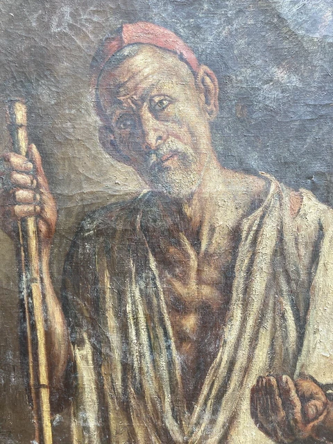 TRÈS BELLE PEINTURE XIXe ancien Huile Sur Toile Mendiant Orientaliste ...