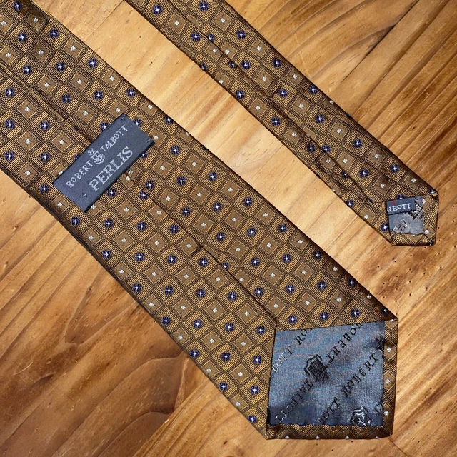 ROBERT TALBOTT PERLIS Neck Tie Men Yellow 100% Silk Hand Sewn $40.02 ...