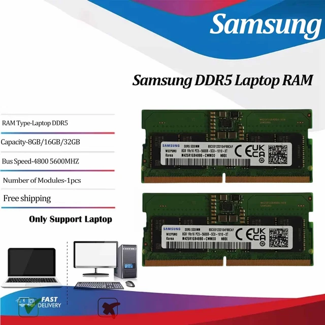 SAMSUNG DDR5 SODIMM Laptop RAM 4800MHZ 5600MHZ 8GB 16GB 32GB Memory ...
