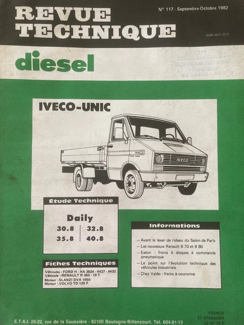 REVUE TECHNIQUE IVECO Daily 30.8 - 32.8 - 35.8 - 40.8 à Moteur SOFIM 8140-61 EUR 49,00 - PicClick FR