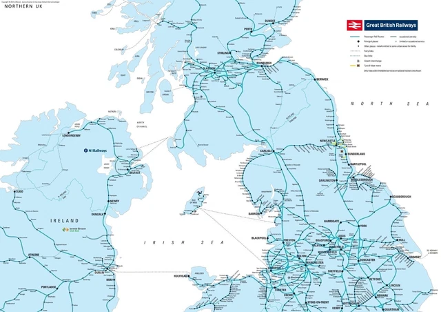 NORTH UK & IRELAND TRAIN MAP (RAIL PASSENGER NETWORK) 2023 - Print Your ...