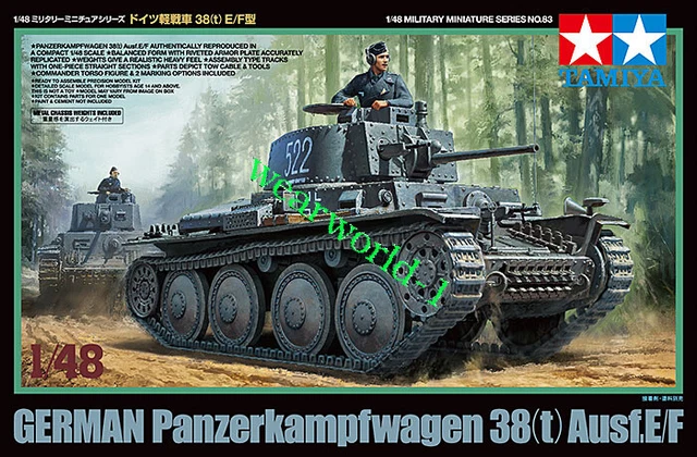 TAMIYA 32583 1/48 SCALE GERMAN PANZERKAMPFWAGEN 38(t) Ausf.E/F MODEL ...