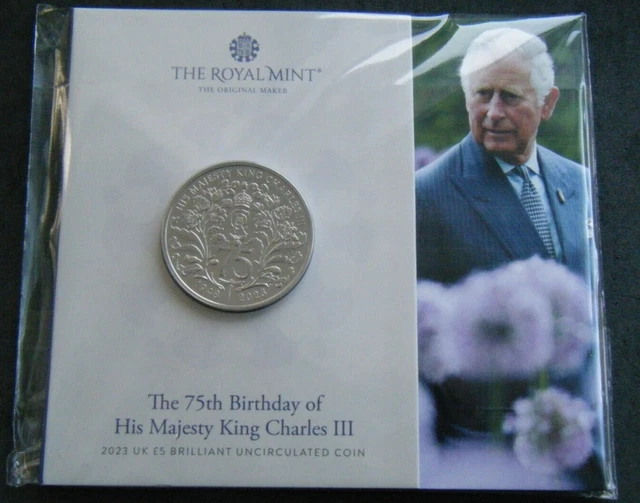 2023 KING CHARLES III 75th Birthday BU £5 Five Pound Coin Pack - In ...
