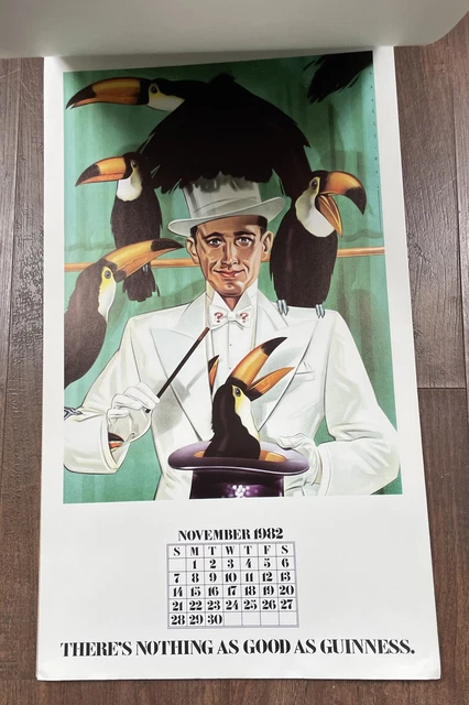 GUINNESS CALENDAR 1982 - Toucan Themed - Dates Correct in 2027 ...