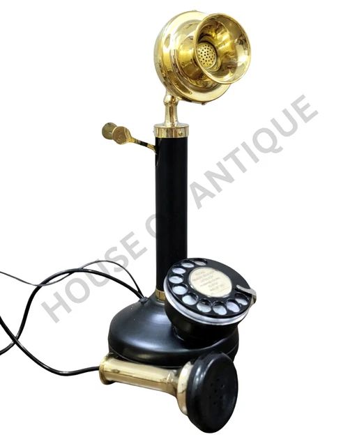 ANTIQUE REPLICA CANDLESTICK Telephone Vintage Rotary Dial Functional ...