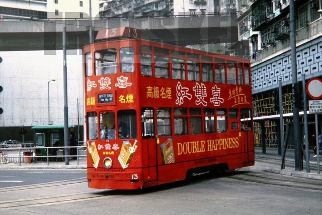 35MM SLIDE HONG KONG Double Decker Tram Strassenbahn 13 1991 Original £ ...
