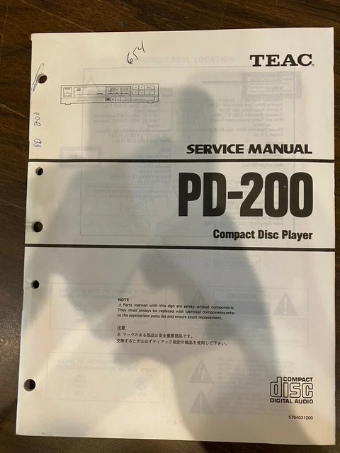 MANUEL D'ENTRETIEN DU lecteur CD TEAC PD-200 PD200 **ORIGINAL** EUR 14,23 - PicClick FR