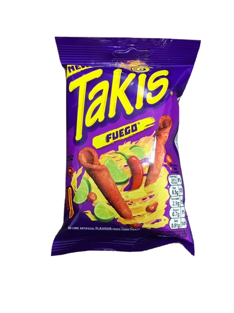 TAKIS FUEGO SPICY Tangy Mexican Rolled Crisps Hot Chilli Pepper & Lime ...
