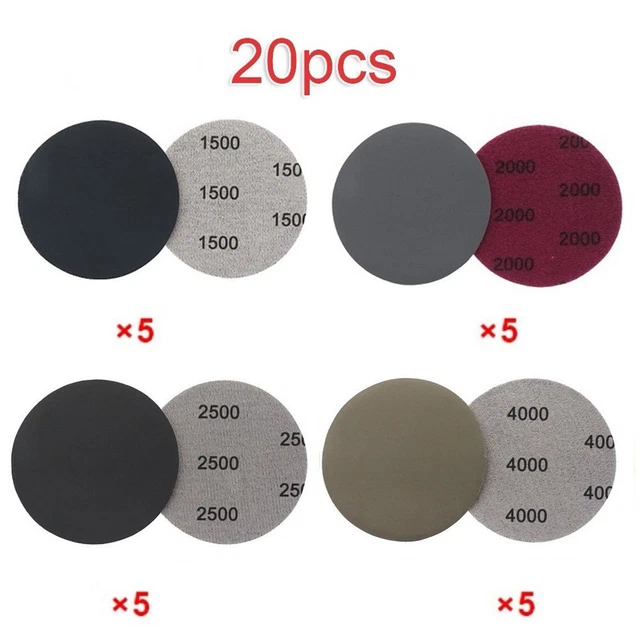 WET DRY SANDPAPER Sandpaper Round Wet 1500 2000 3 Inch 4000 Discs Grit ...