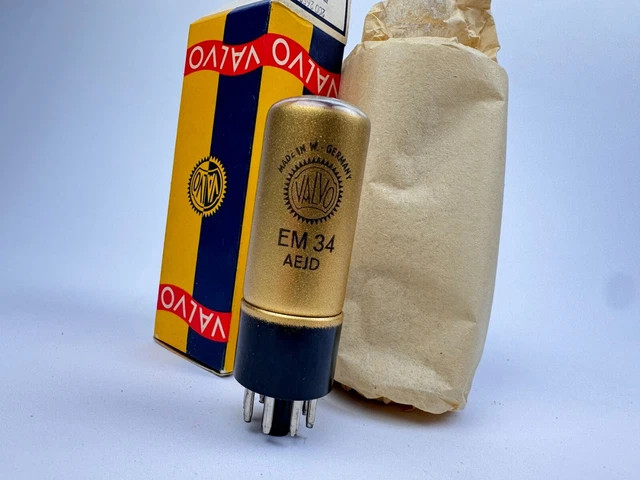 VALVO EM34 RÖHRE NOS OVP sehr selten magisches Auge Anzeige Röhrenradio ...