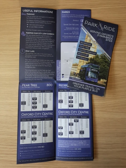 OXFORD BUS COMPANY Park & Ride route map/timetable Jun 2021 edition EUR ...