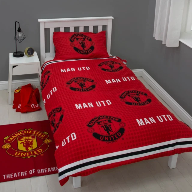 MANCHESTER UNITED FC Honour Single Duvet Cover Set Red Football Bedding ...