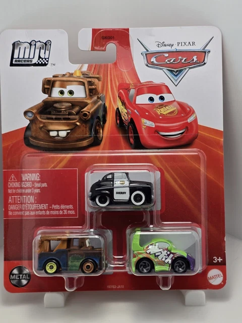 DISNEY CARS MINI Racers 3 Pack-Mater, Sheriff And Wingo- New -Uk Seller ...